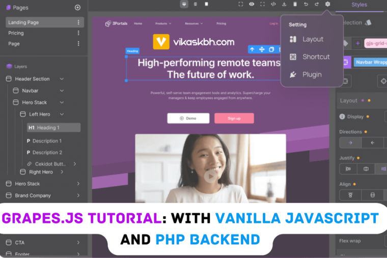 GrapesJS Tutorial: With Vanilla JavaScript and PHP Backend – Vikas Bhagwagar – Full Stack ...